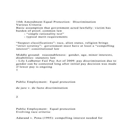 14th Amendment Equal Protection Discrimination Various Crite.docx