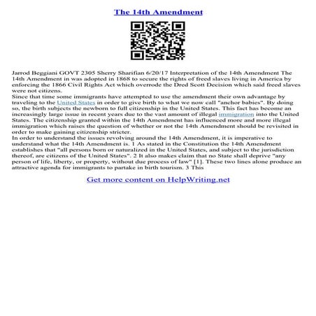 14Th Amendment Essay | PDF