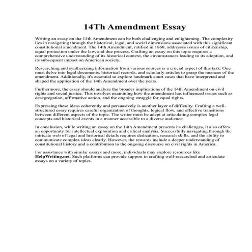 14Th Amendment Essay | PDF