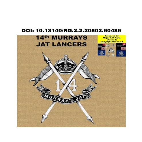 14TH Murrays Jat Lancers A personal narrative based on family accounts ...