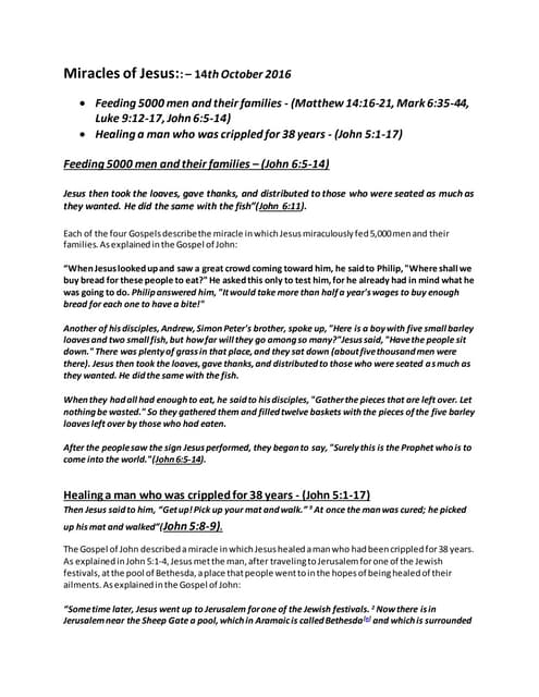 The Miracles Of Jesus Presentation | PPT