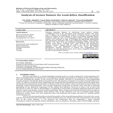Analysis Of Texture Features For Wood Defect Classification Pdf