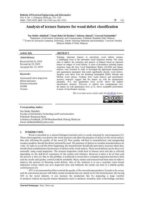 Analysis Of Texture Features For Wood Defect Classification Pdf