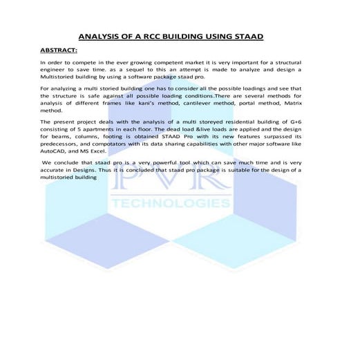 analysis of a r c c building using staad | PDF