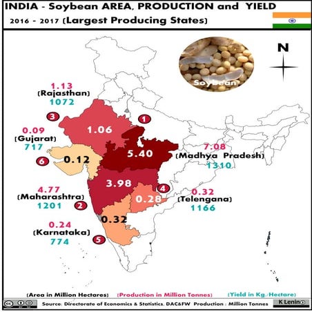 15.2 India Soybean area production and yield whole map 2016- 2017 | PDF