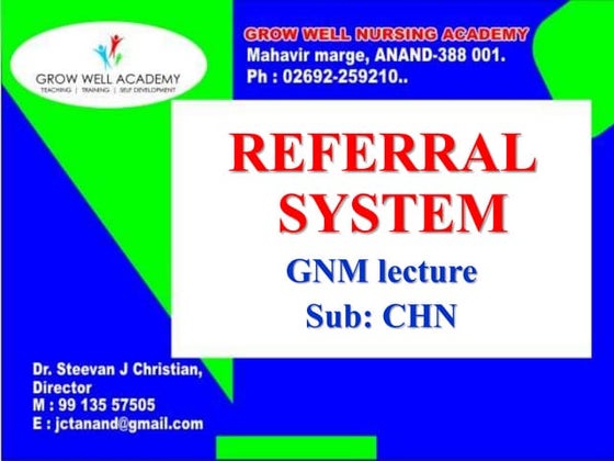 Community Health Nursing Referral System Ppt