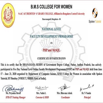 15.fdp certificate on on php and my sql | PDF