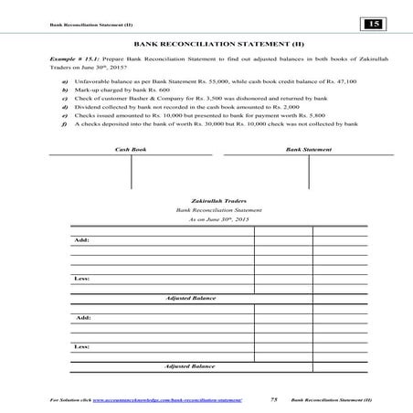 15. bank reconciliation statement ii accounting workbook-zaheer-swati | PDF