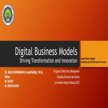 Digital Business Models Driving Transformation and Innovation Judin ...