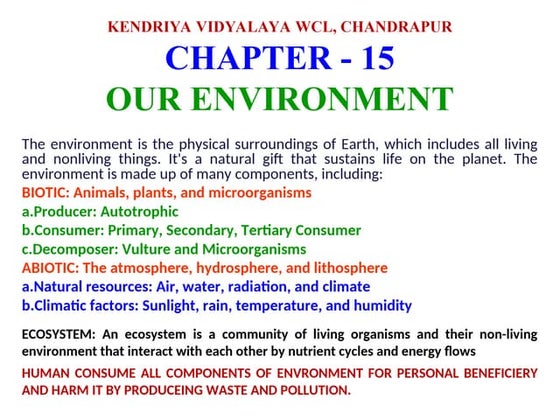 Our Environment Class - 10th | PPT