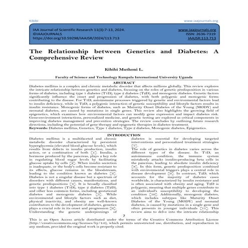 The Relationship between Genetics and Diabetes: A Comprehensive Review ...