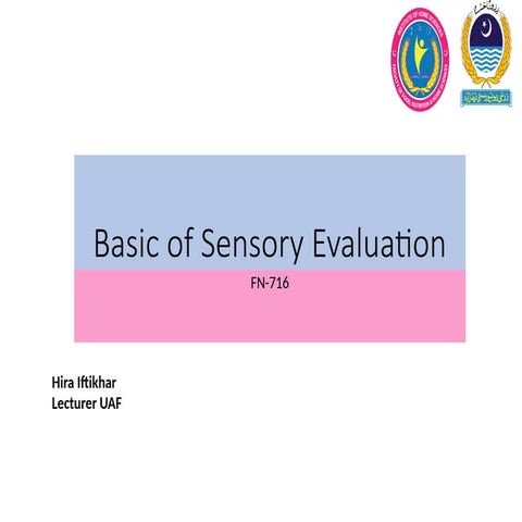 Descriptive analysis for sensory evaluation | PPTX