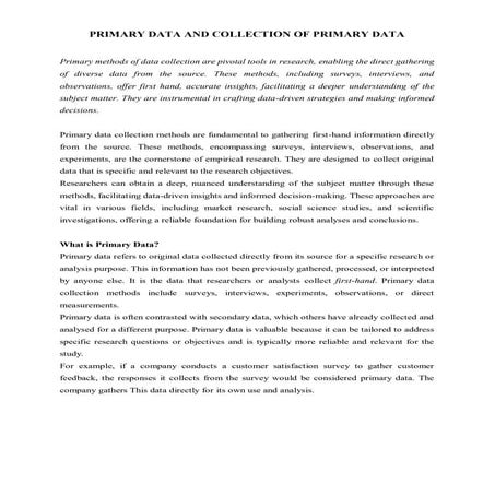 WHAT IS PRIMARY DATA AND PRIMARY DATA COLLECTION | PDF