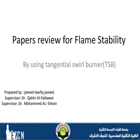 Papers review for Flame Stability | PPTX
