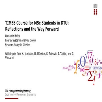 TIMES Course for Master Students in DTU: Reflections and Way Forward | PPT