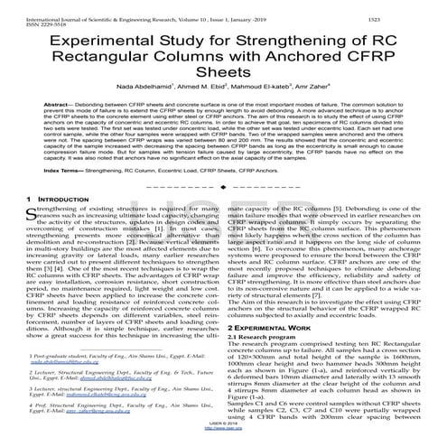 15 experimental study for strengthening of rc rectangular columns with anchored cfrp sheets | PDF