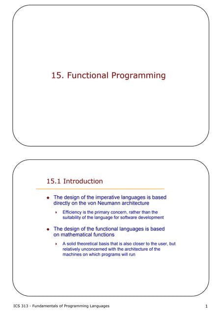 Principles Of Programming Languages Functional Programming Languages