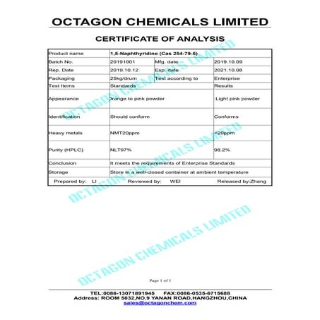 1,5 naphthyridine 254-79-5 coa | PDF