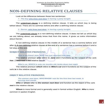 15 - Non-Defining Relative Clauses | PDF