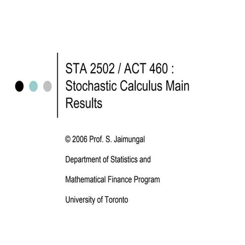 Stochastic Calculus Main Results | PDF