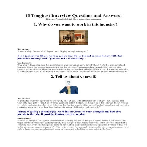 Infographic 25 Tricky Interview Questions | PDF