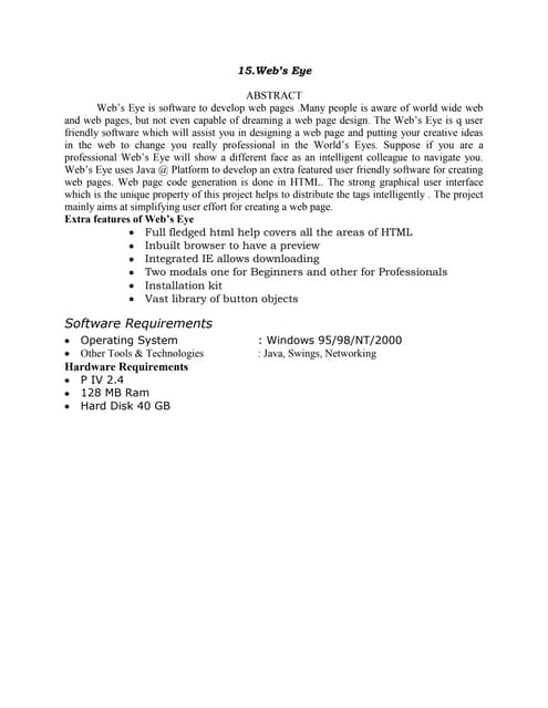 java / dot net mini projects list | PDF