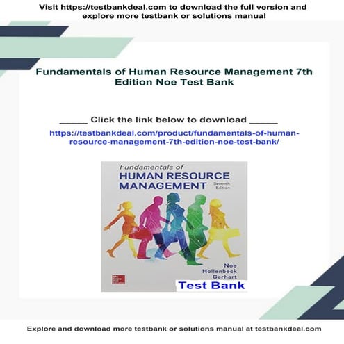 Fundamentals of Human Resource Management 7th Edition Noe Test Bank | PDF