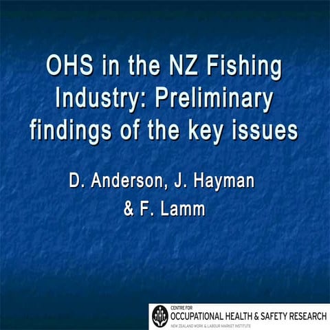 Comprehensive Occupational Safety and Health Hazards in Fisheries | PPTX