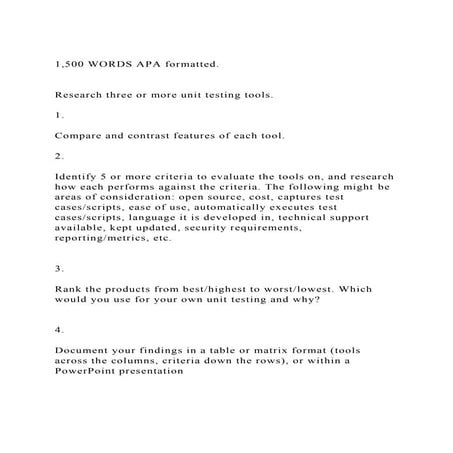 1,500 WORDS APA formatted. Research three or more unit testi.docx