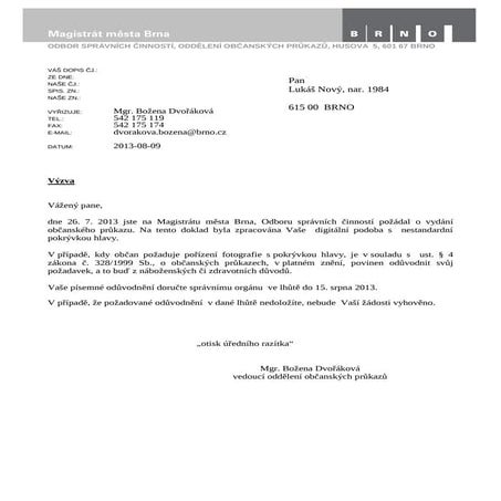 Vyzva k doložení | PPT