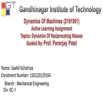 DYNAMICS OF MACHINES (2161901) | PPT
