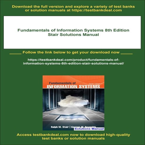 Fundamentals of Information Systems 8th Edition Stair Solutions Manual ...