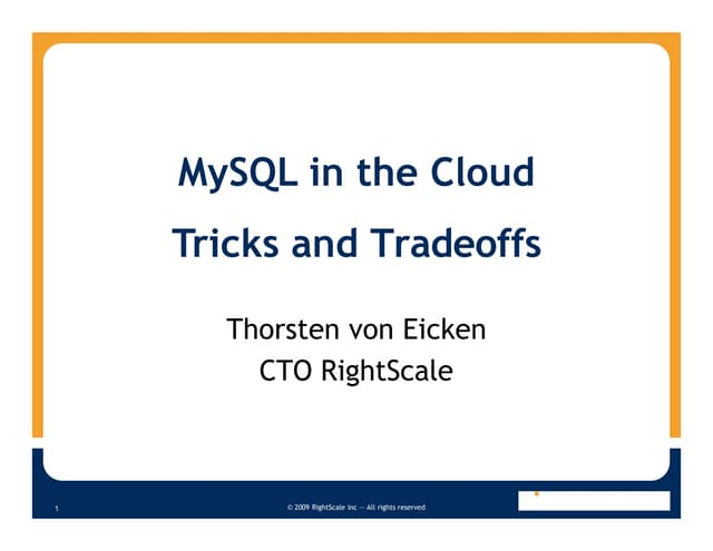 Tricks And Tradeoffs Of Deploying My Sql Clusters In The Cloud | PPT Tricks And Tradeoffs Of Deploying My Sql Clusters In The Cloud | PPT