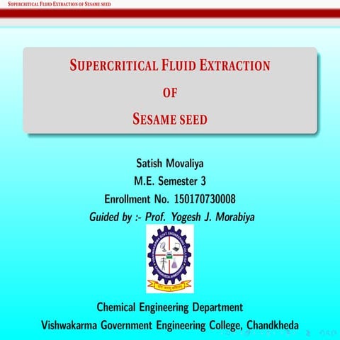 Supercritical Fluid Extraction of Sesame seed | PPT