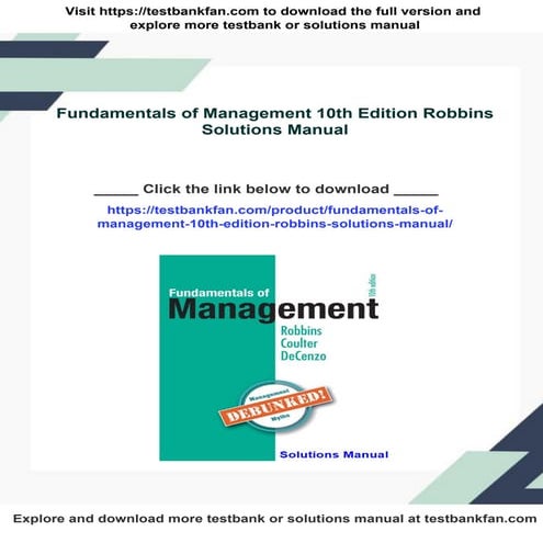 Fundamentals of Management 10th Edition Robbins Solutions Manual | PDF