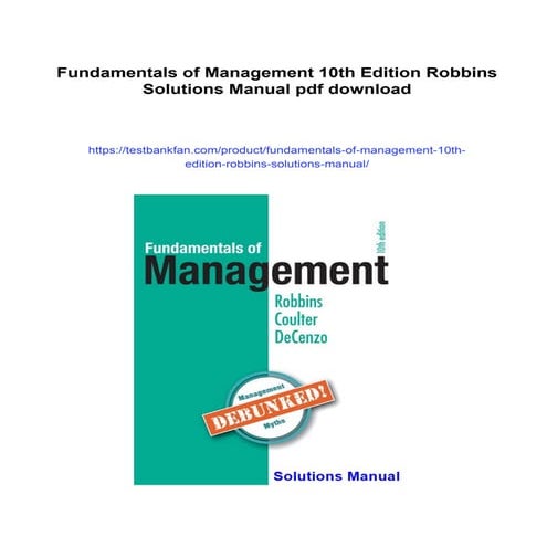 Fundamentals of Management 10th Edition Robbins Solutions Manual | PDF
