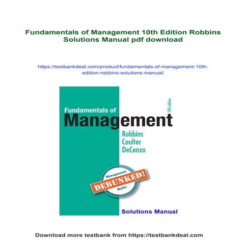 Fundamentals of Management 10th Edition Robbins Solutions Manual | PDF