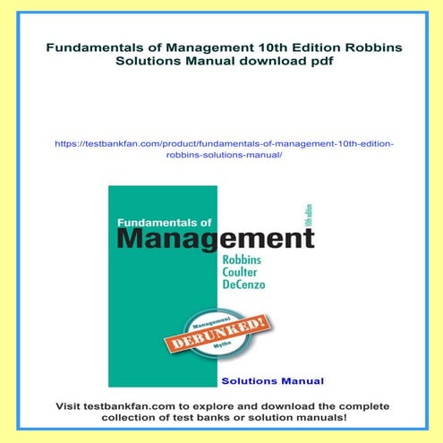 Fundamentals of Management 10th Edition Robbins Solutions Manual | PDF