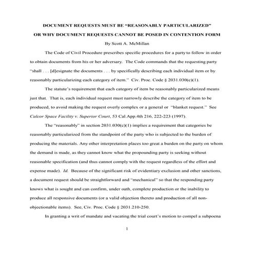 California Discovery Law: Why Requests for Production of Documents may ...