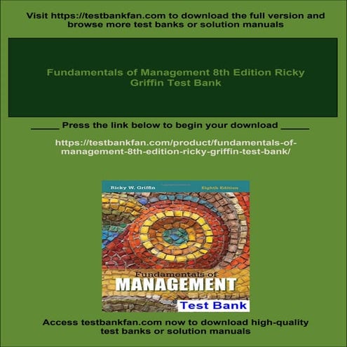 Fundamentals of Management 8th Edition Ricky Griffin Test Bank | PDF