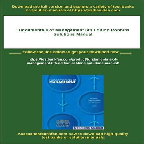 Fundamentals of Management 8th Edition Robbins Solutions Manual | PDF