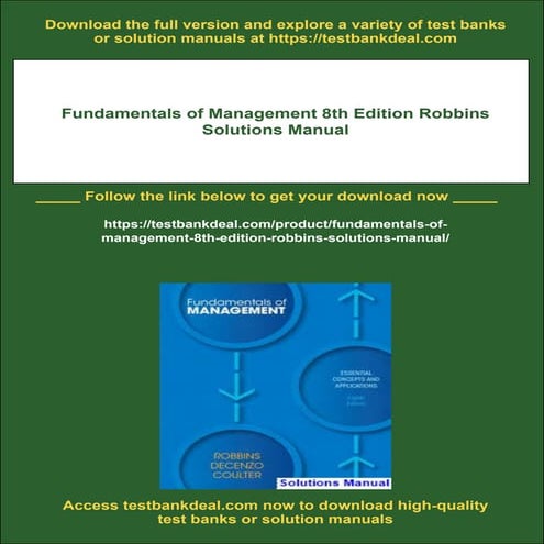 Fundamentals of Management 8th Edition Robbins Solutions Manual | PDF
