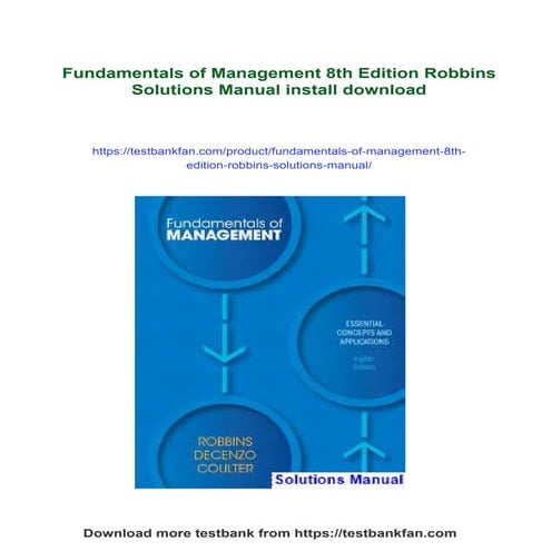 Fundamentals of Management 8th Edition Robbins Solutions Manual | PDF