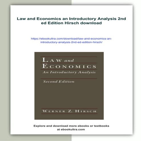 Law and Economics an Introductory Analysis 2nd ed Edition Hirsch | PDF