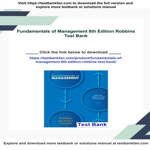 Fundamentals of Management 8th Edition Robbins Test Bank | PDF