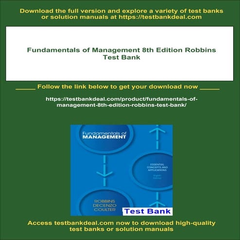 Fundamentals of Management 8th Edition Robbins Test Bank | PDF