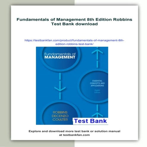 Fundamentals of Management 8th Edition Robbins Test Bank | PDF
