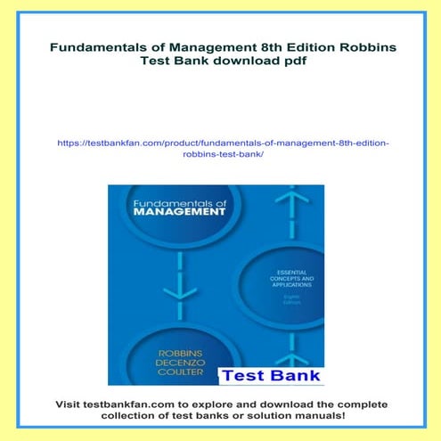 Fundamentals of Management 8th Edition Robbins Test Bank | PDF