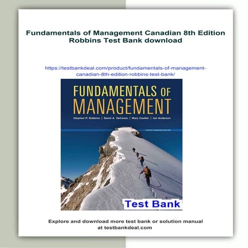 Fundamentals of Management Canadian 8th Edition Robbins Test Bank | PDF