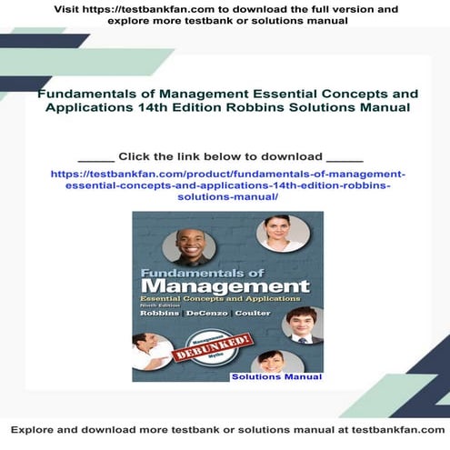 Fundamentals of Management Essential Concepts and Applications 14th Edition Robbins Solutions ...